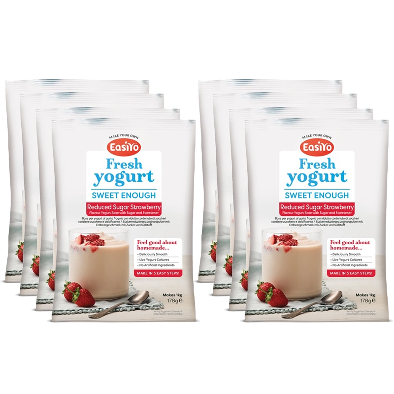 8 Pack of Sweet Enough Strawberry EasiYo Yogurt Sachet Pack Makes 1KG ...