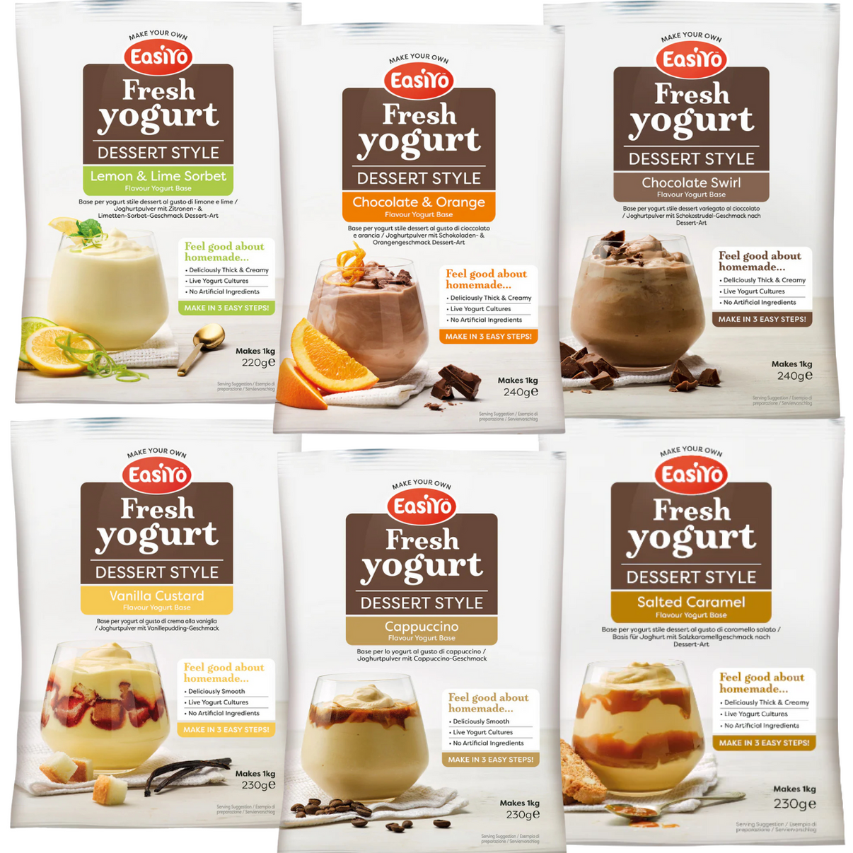 EasiYo Yoghurt 6 Dessert Style Pack – Yoghurt Maker.co.uk